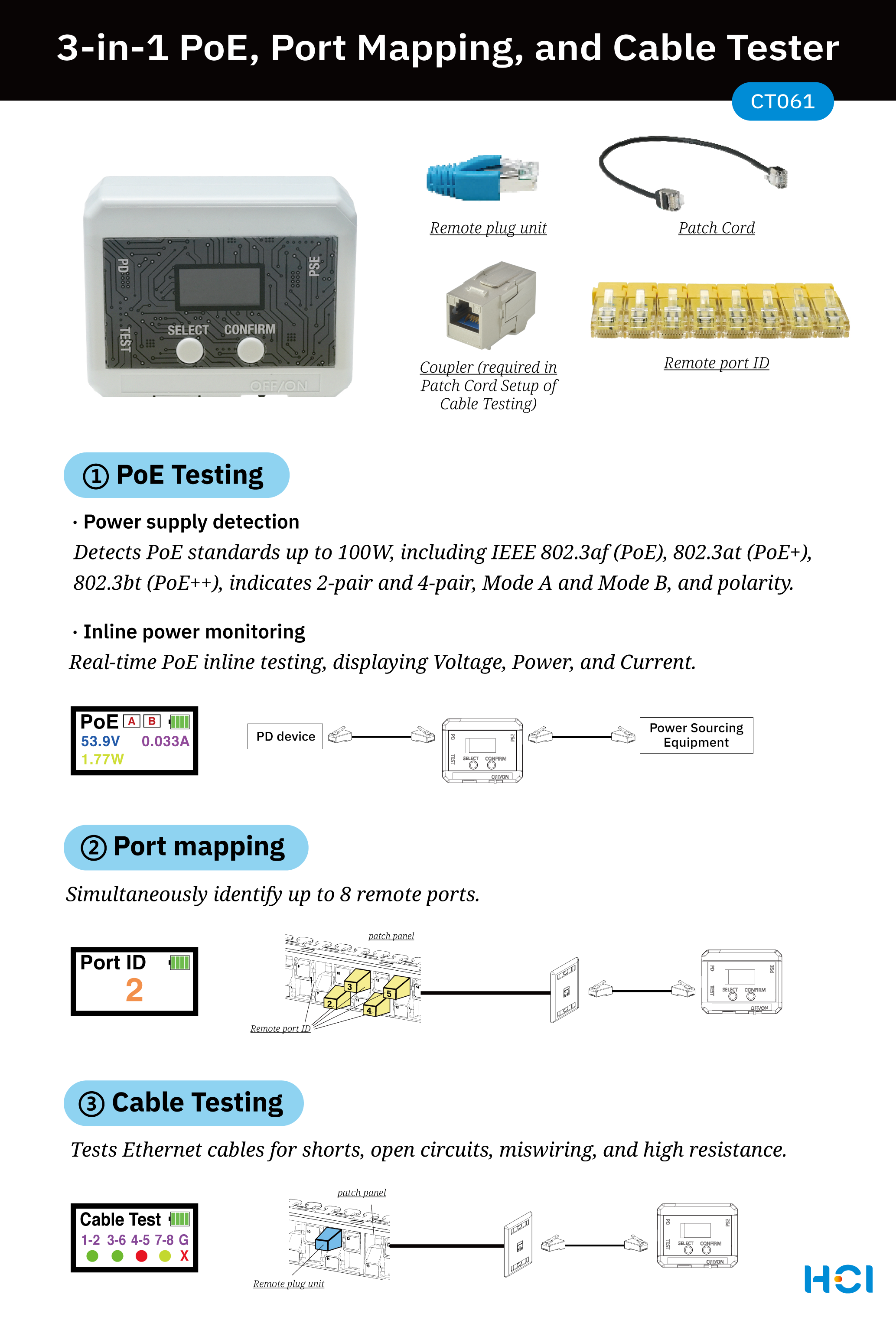 Compact 3-in-1 PoE Port Mapping Cable Tester | Leading Manufacturer of ...
